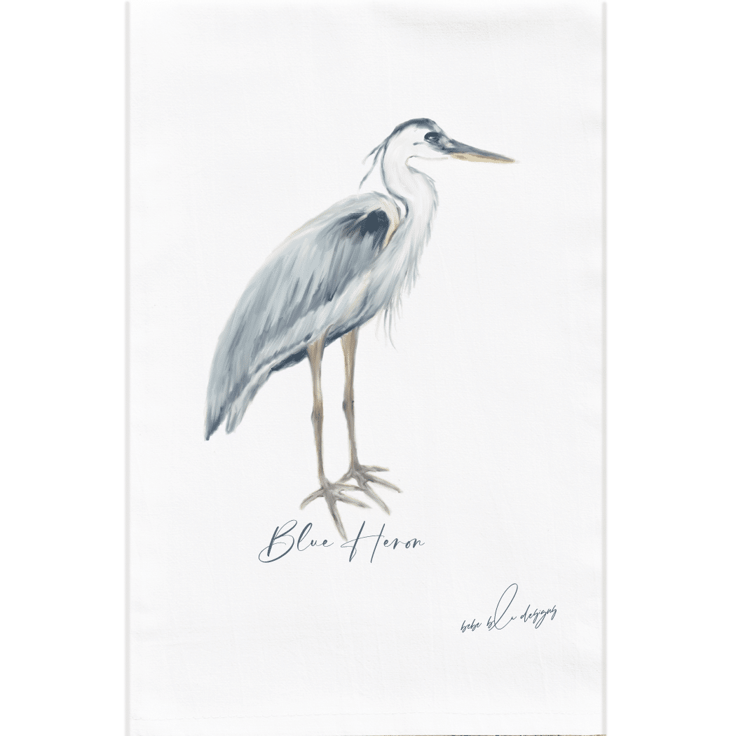 Blue Heron Flour Sack Tea Towel - BeBeBlu Designs