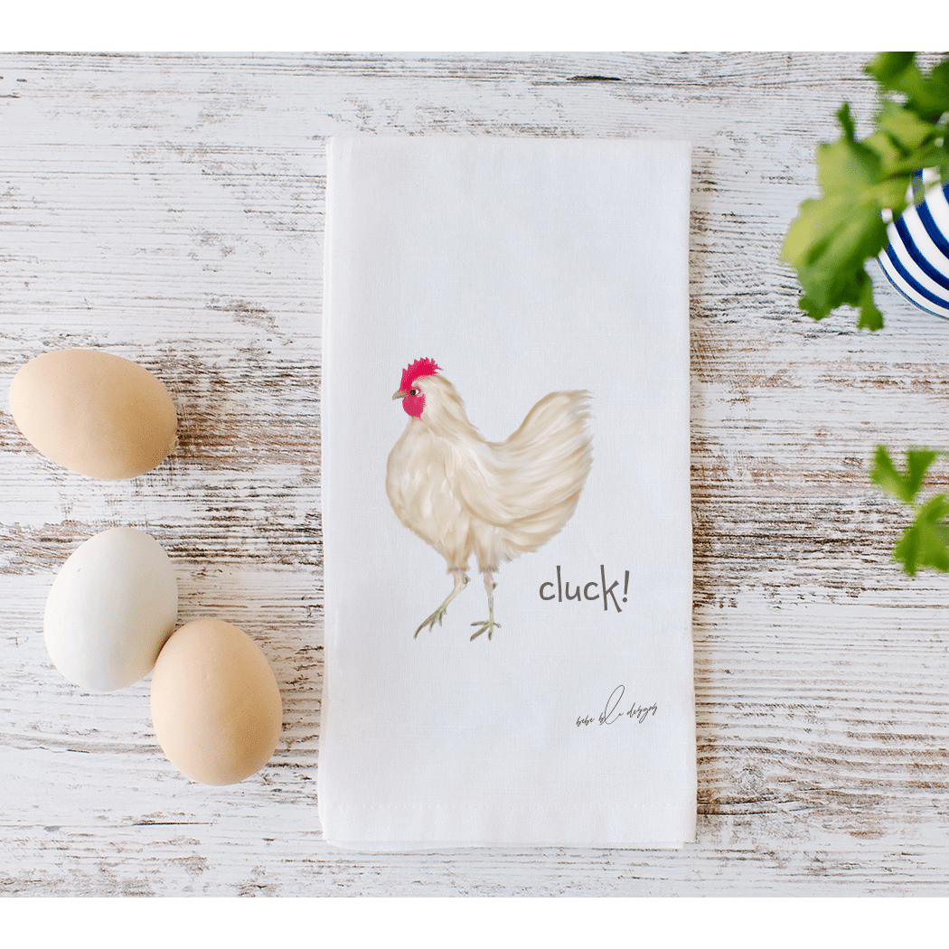 Brown Chicken CLUCK Flour Sack Towel - BeBeBlu Designs